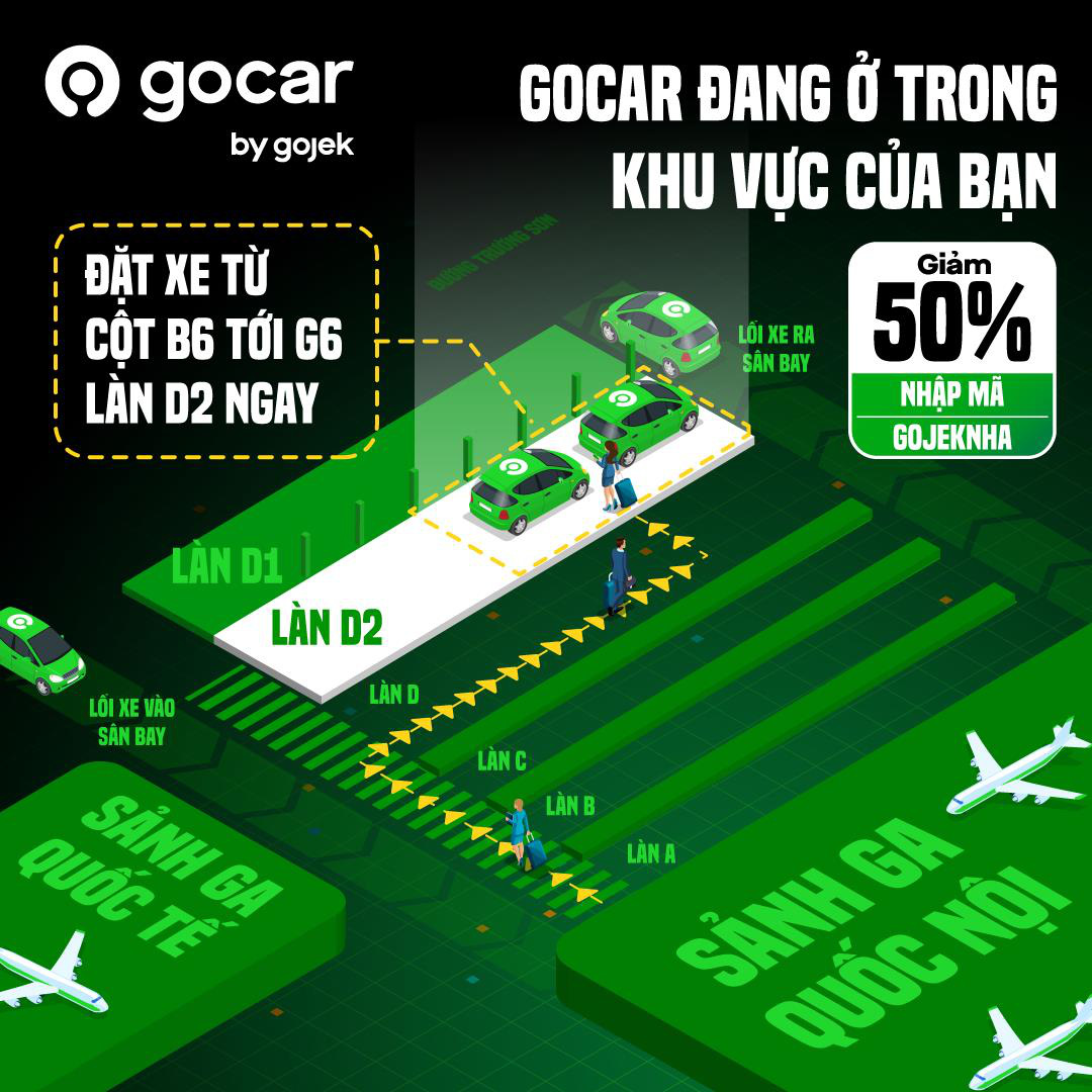Gojek triển khai GoCar tại sân bay Tân Sơn Nhất, người dùng hưởng lợi ...
