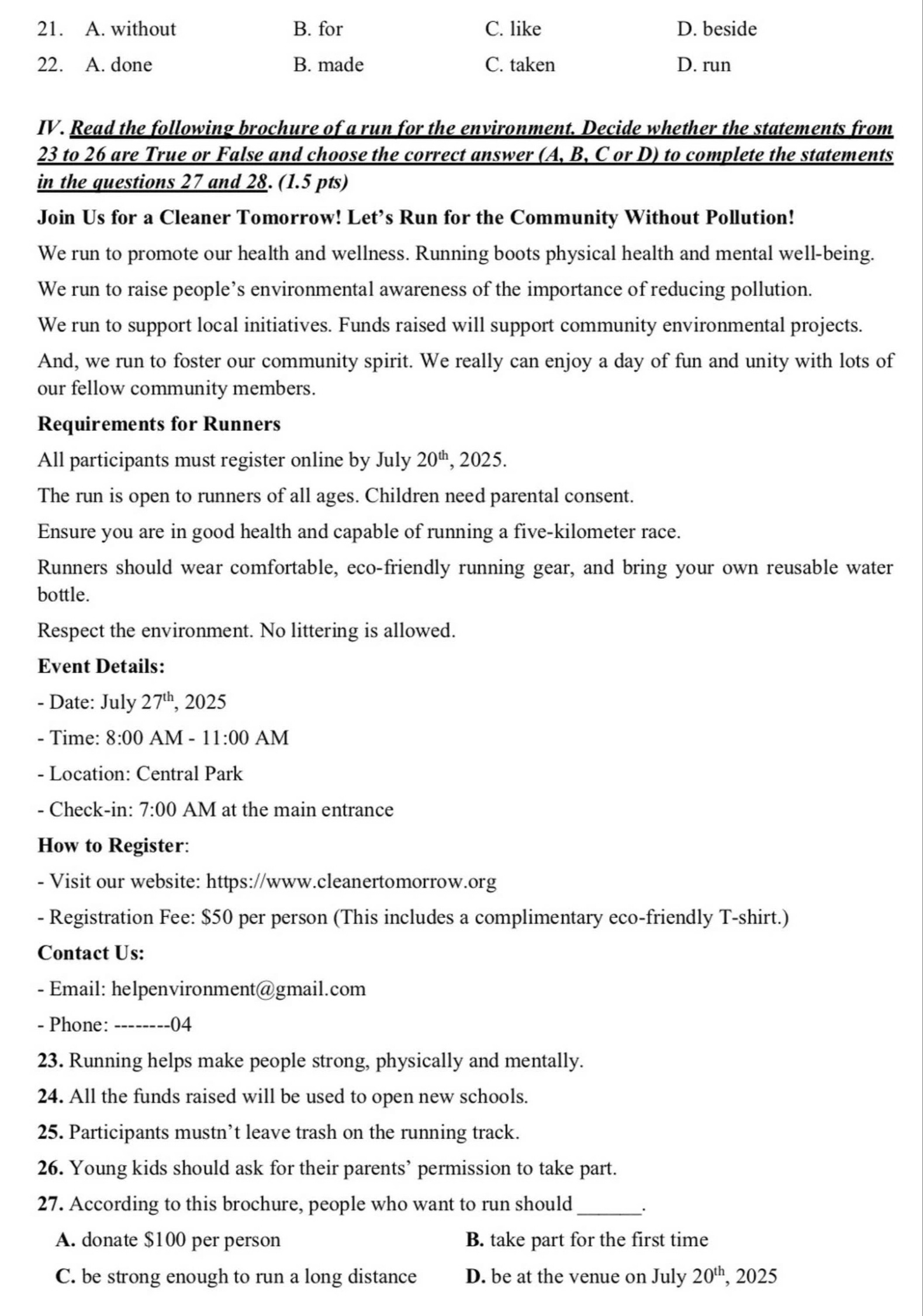 Đáp án gợi ý môn tiếng Anh đề tham khảo tuyển sinh lớp 10 TP.HCM năm 2025