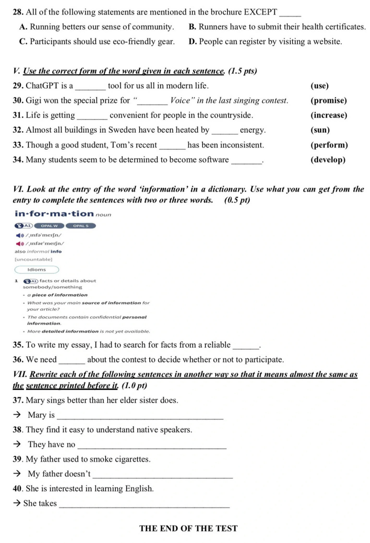 Đáp án gợi ý môn tiếng Anh đề tham khảo tuyển sinh lớp 10 TP.HCM năm 2025