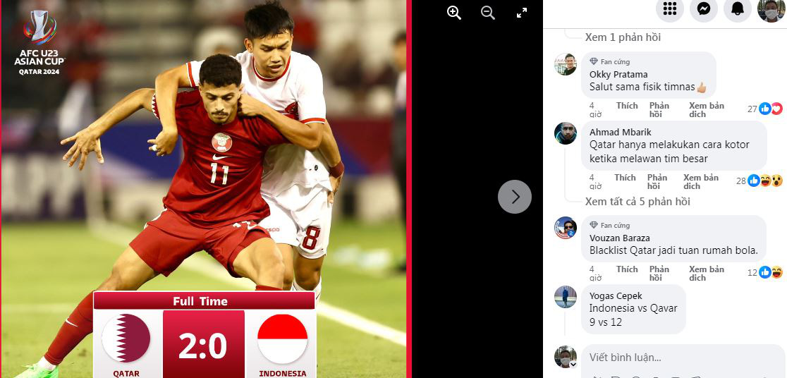 Cổ động viên Indonesia ném đá Instagram của bóng đá Qatar - Tuổi Trẻ Online