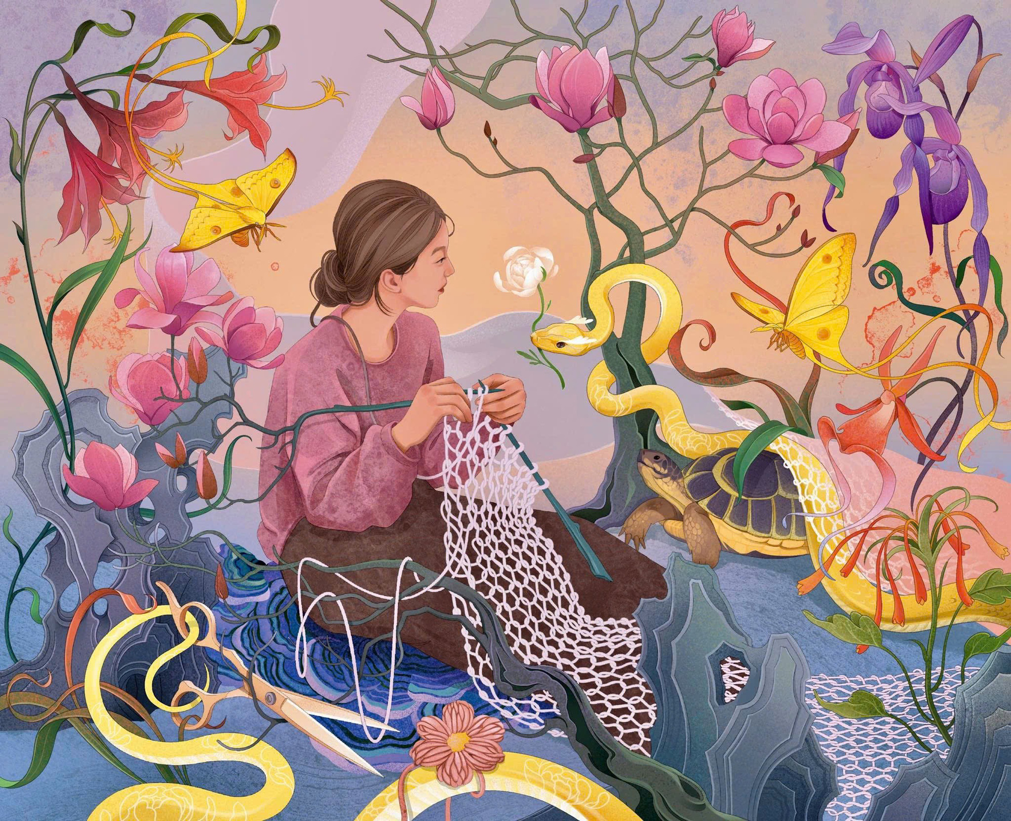 Loạt tranh vẽ con rắn sống động của nghệ sĩ Việt mừng Tết Ất Tỵ 2025