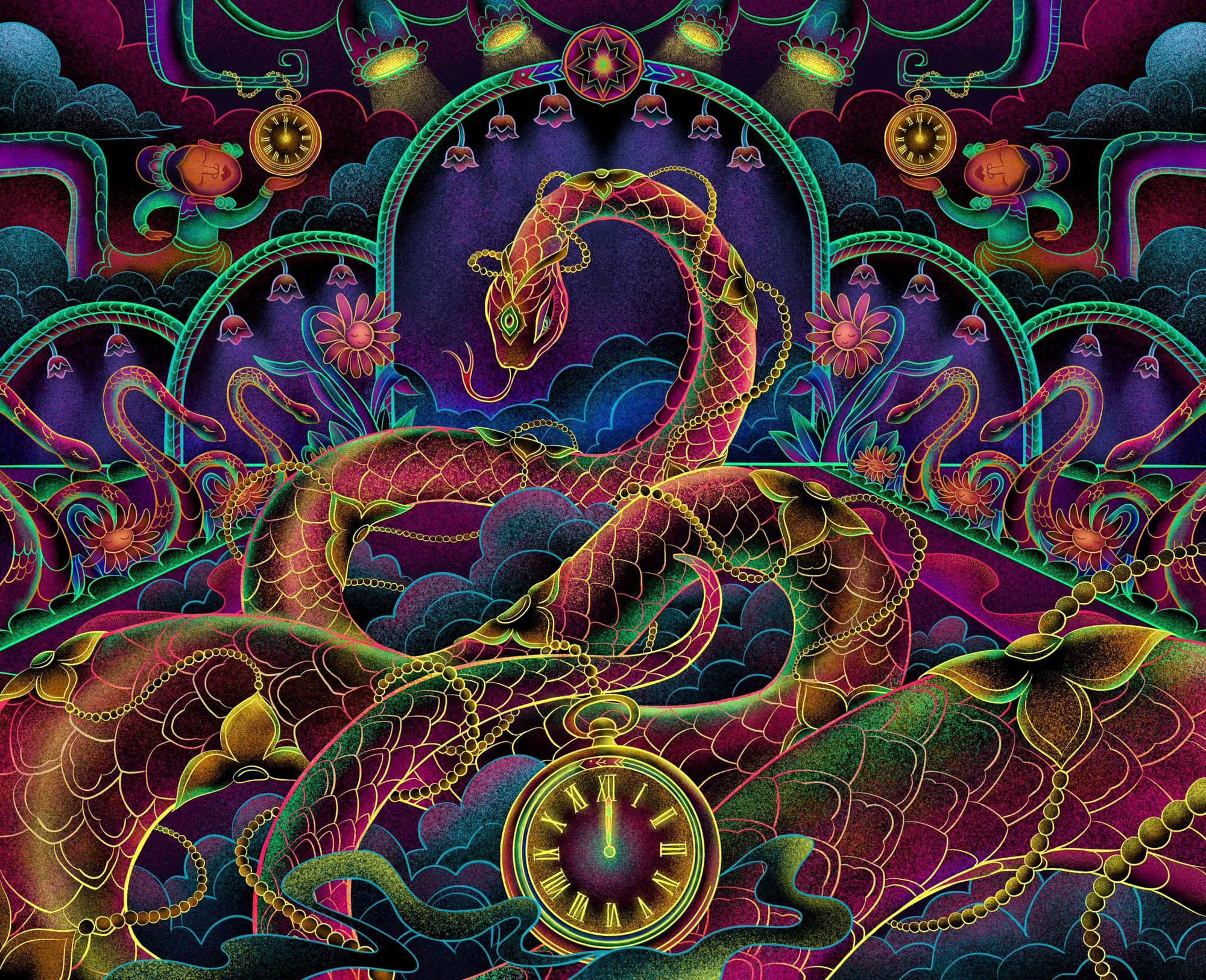 Loạt tranh vẽ con rắn sống động của nghệ sĩ Việt mừng Tết Ất Tỵ 2025