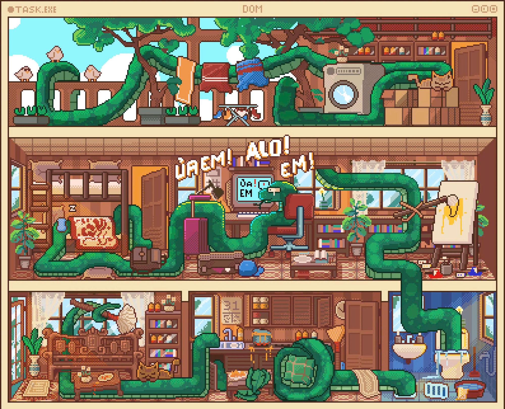 Loạt tranh vẽ con rắn sống động của nghệ sĩ Việt mừng Tết Ất Tỵ 2025