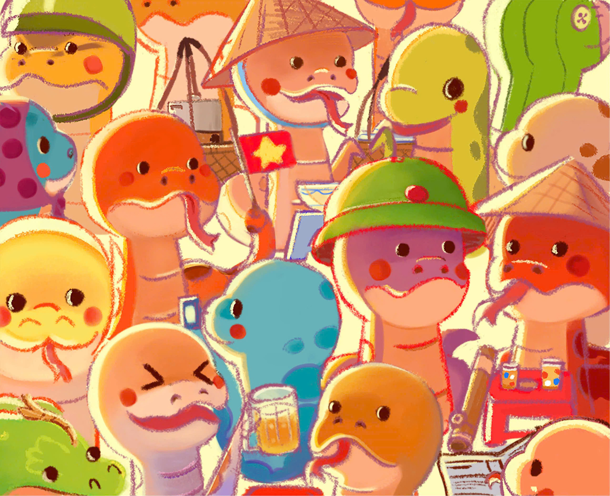 Loạt tranh vẽ con rắn sống động của nghệ sĩ Việt mừng Tết Ất Tỵ 2025