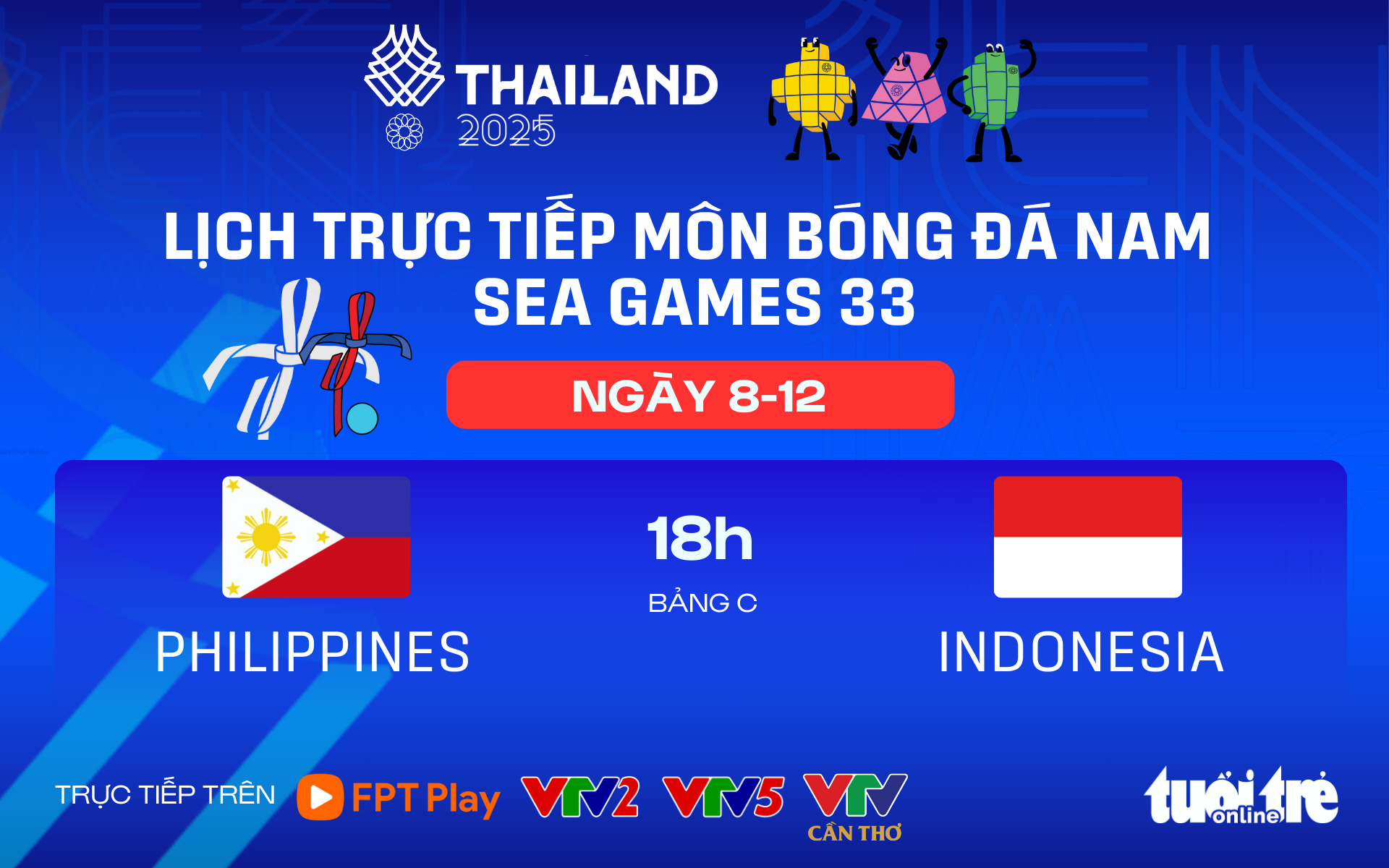 Live schedule of men's football SEA Games 33: Philippines vs. Indonesia