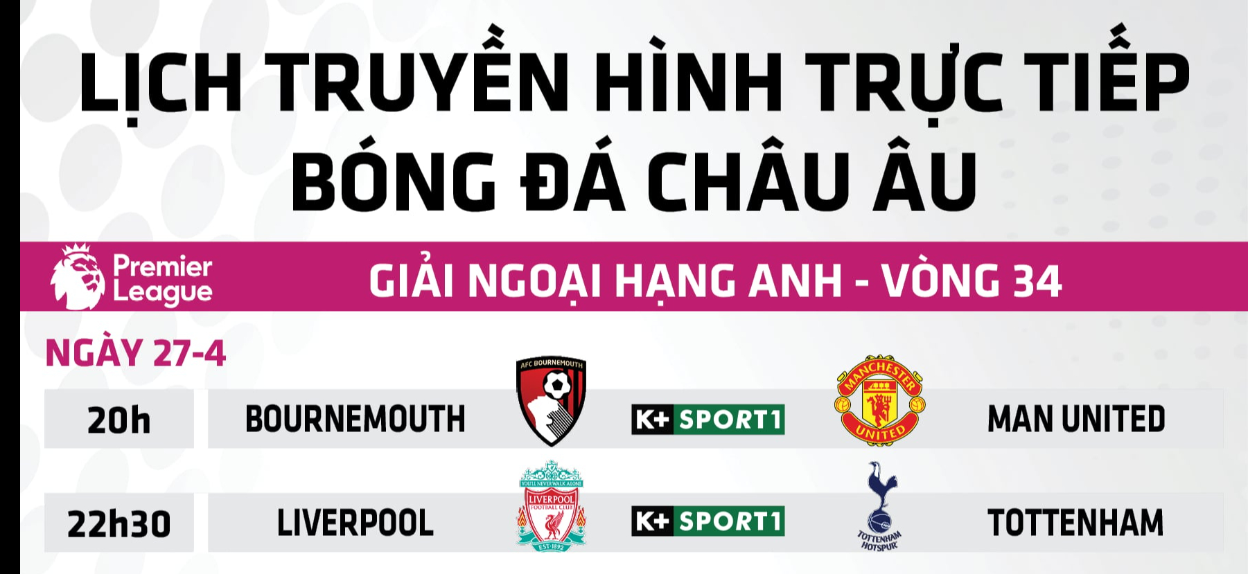 Lịch trực tiếp bóng đá châu Âu ngày 27-4: Chờ Liverpool lên ngôi vương ...