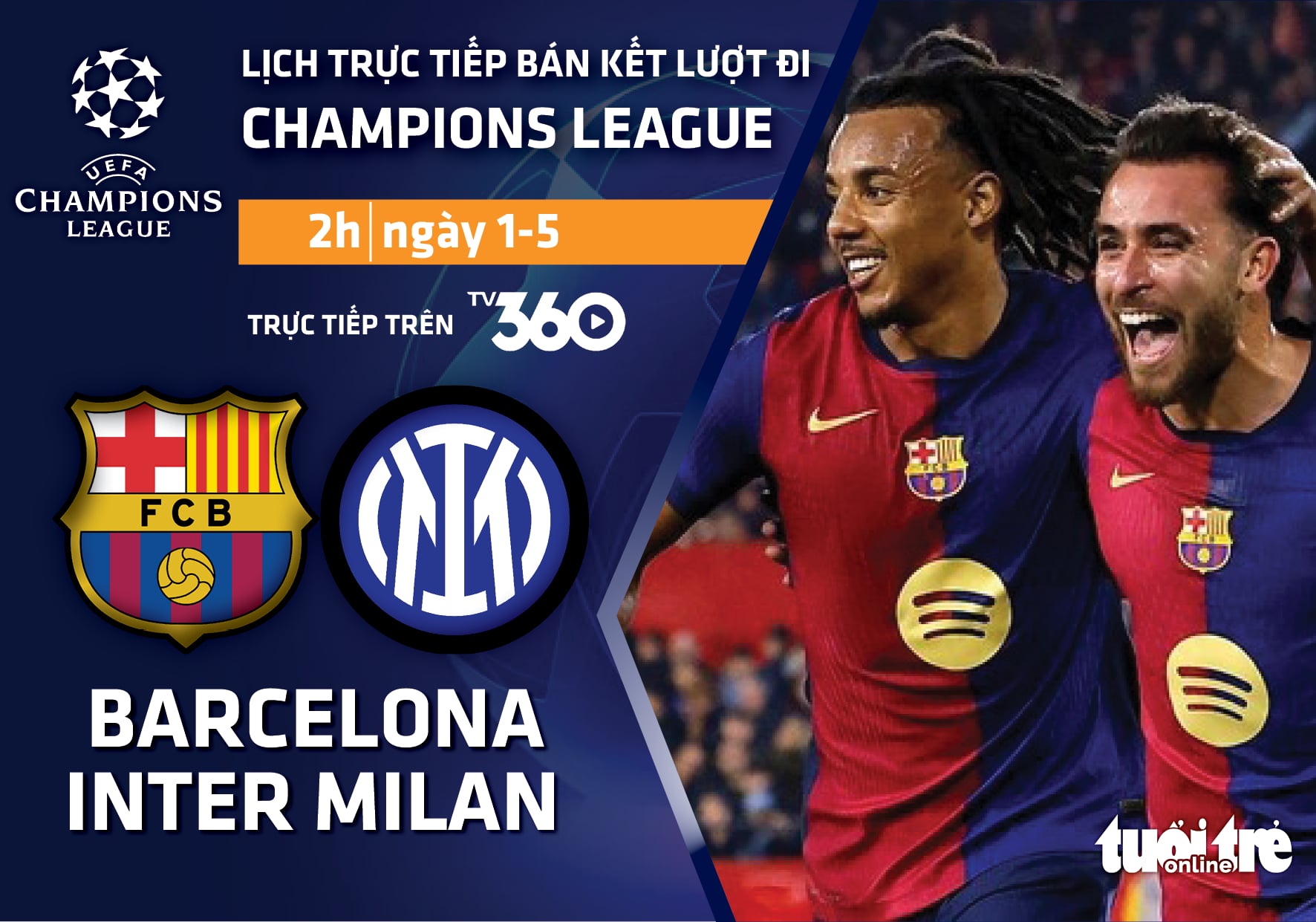 Champions League semi-final live schedule: Barca vs Inter Milan