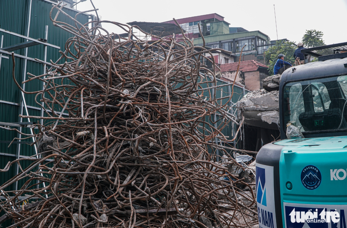Final stages of demolition underway at Hanoi's iconic 'Shark Jaw' building