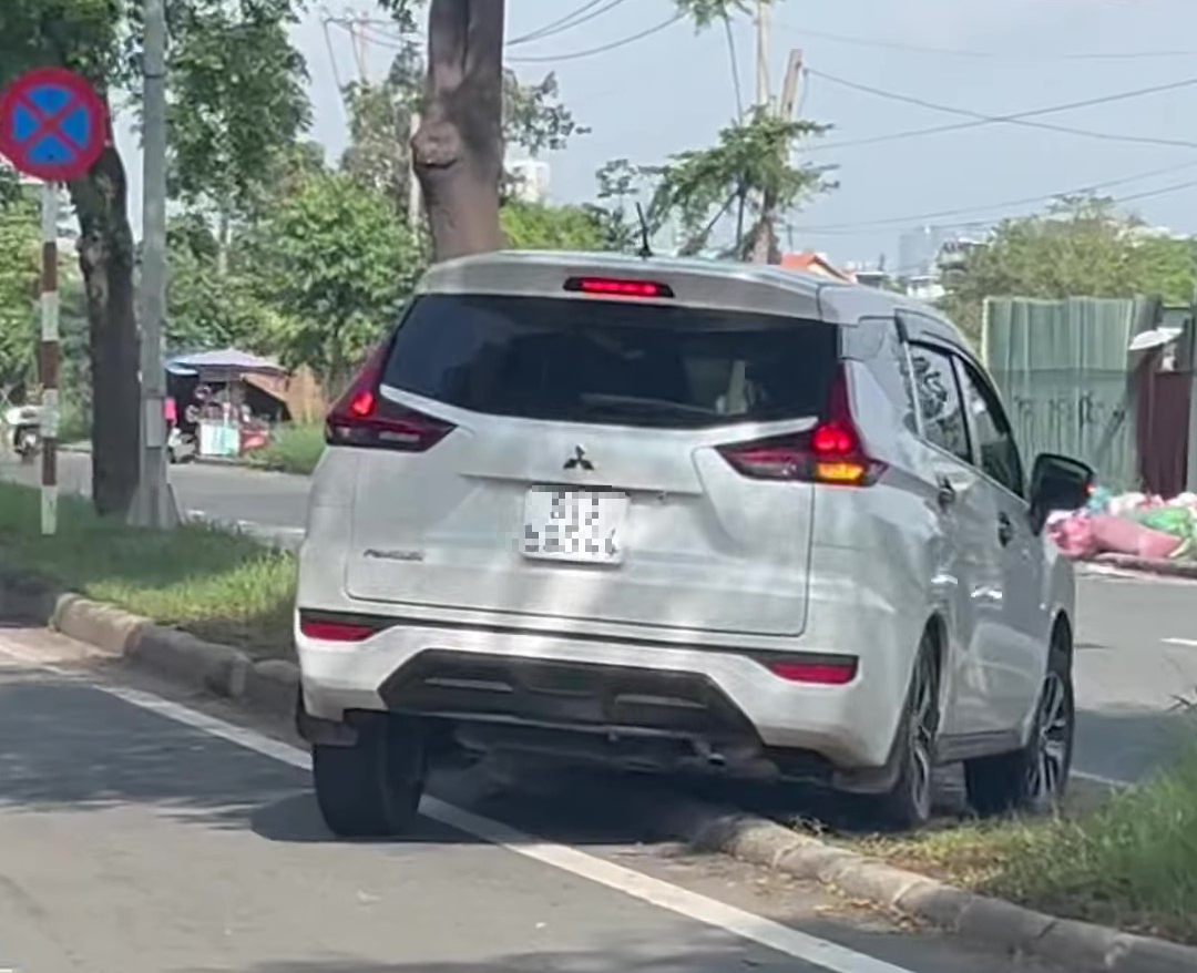 In Ho Chi Minh City, car driver crosses concrete median to avoid traffic