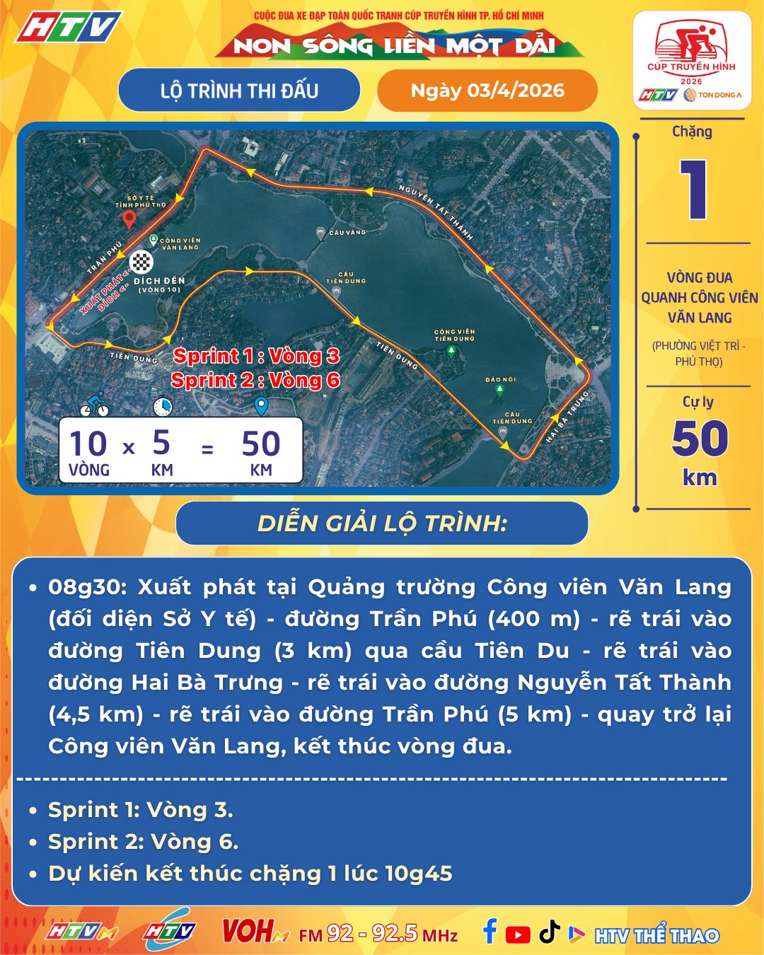 Route of Stage 1 of the Ho Chi Minh City Television Cup Cycling Race 2026