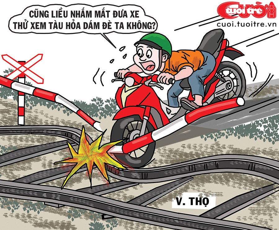 Cũng liều nhắm mắt đưa xe... vượt chắn tàu - Tuổi Trẻ Online