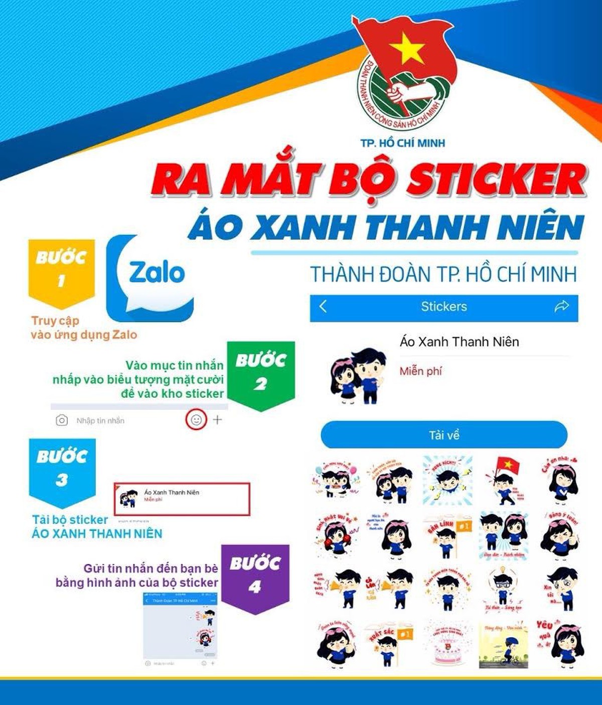 Chia sẻ bộ Sticker 'Áo xanh thanh niên' - Tuổi Trẻ Online