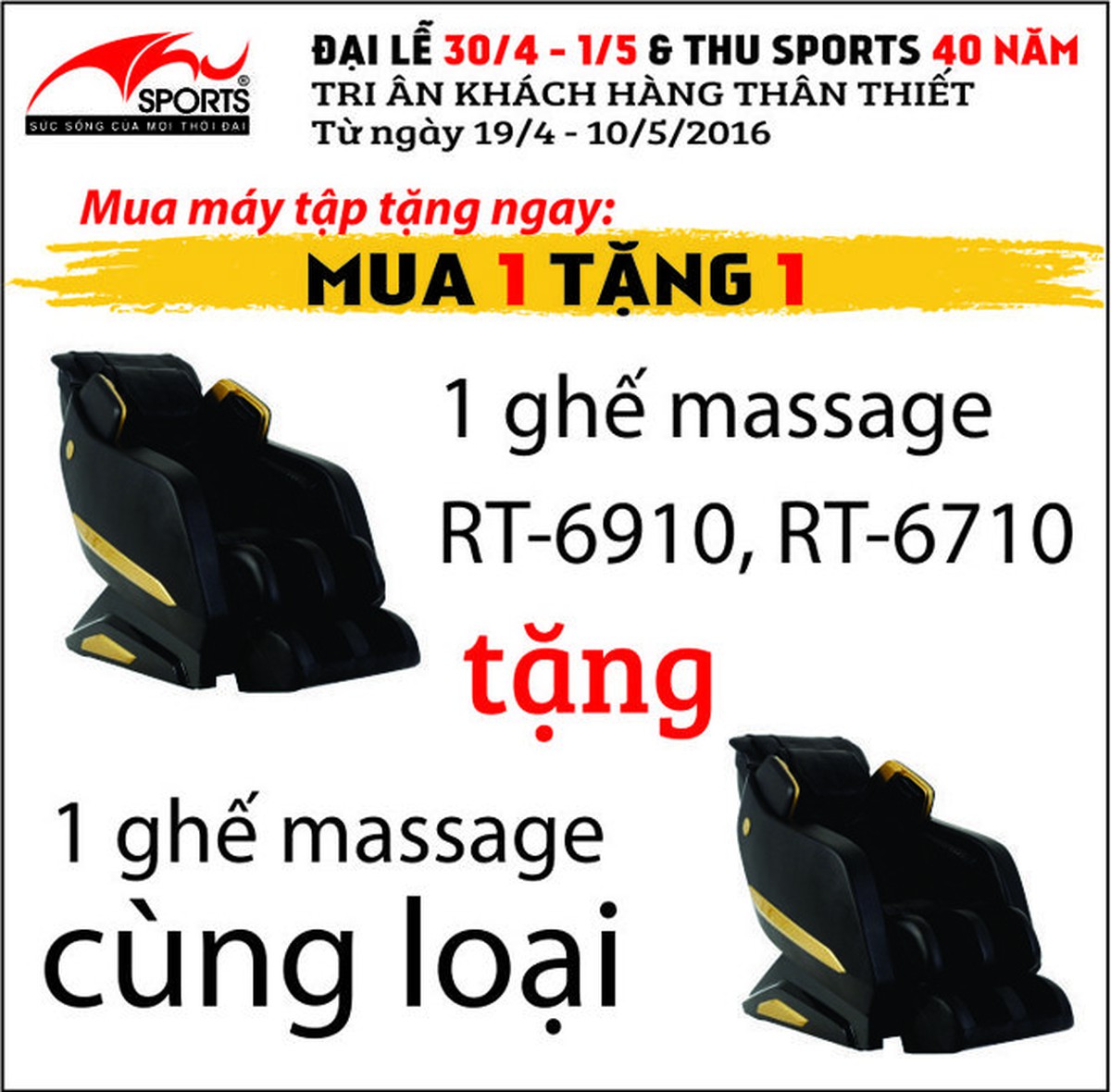 Thu Sports khuyến mãi nhân dịp 40 năm và mừng đại lễ 30-4, 1-5 - Tuổi ...
