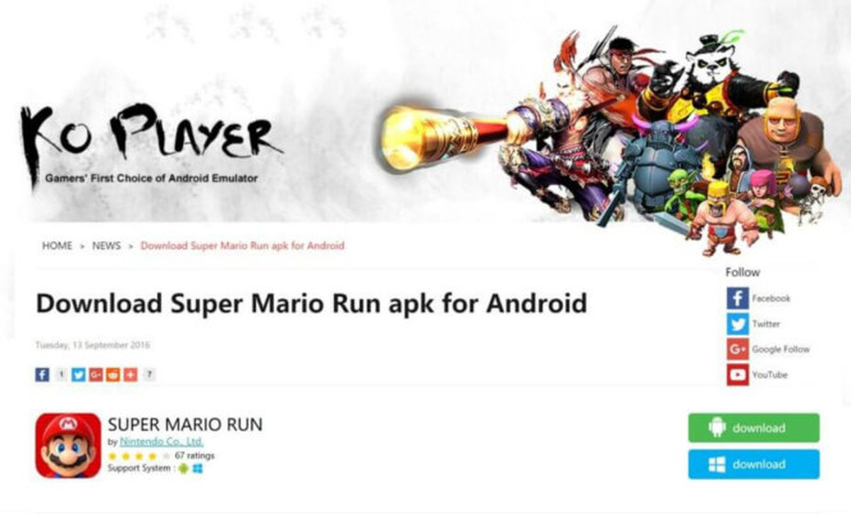 Super Mario Run cho điện thoại Android là mã độc - Tuổi Trẻ Online