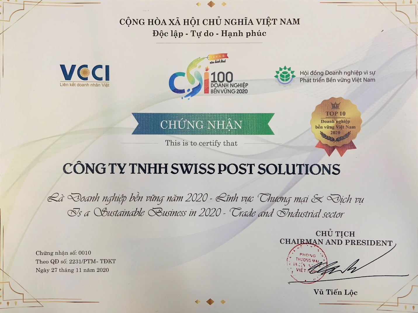 SPS Vietnam maintains ranking in Top 10 Sustainable Businesses in Vietnam