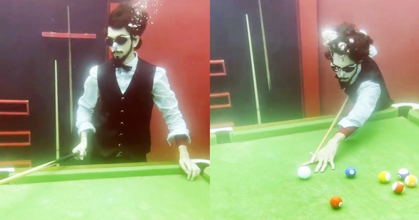 Độc lạ với trải nghiệm đánh bida dưới nước của chàng trai