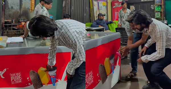 Khi khách yêu cầu ông chủ bán kem y như hình