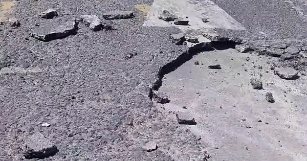 Extreme heat causes container truck tire to explode, tearing up road ...