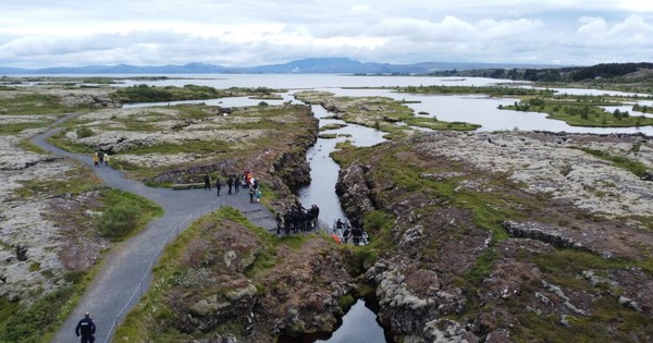 'Incredible' icy dip between two continents in Iceland